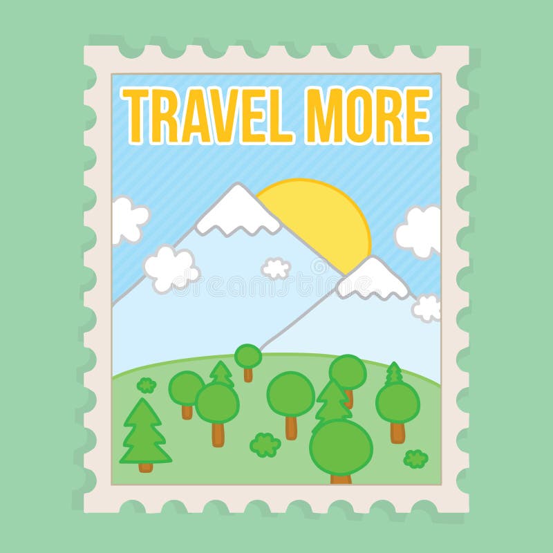 Travel More Motivation Vector Postcard Stock Vector - Illustration of ...