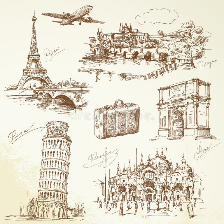 Hand Drawn Travel Europe Stock Illustrations – 25,073 Hand Drawn Travel ...