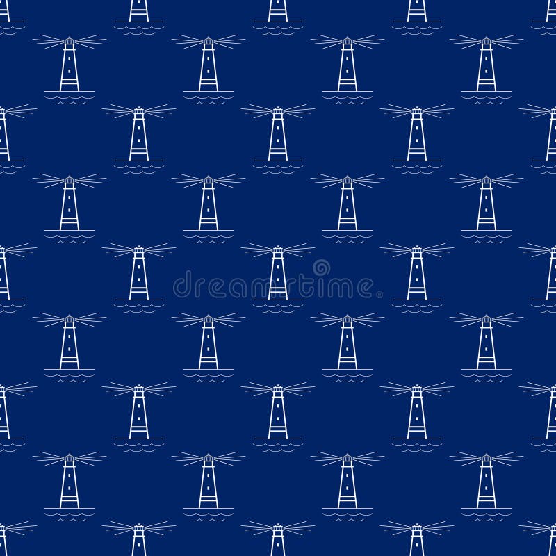 Travel Pattern with Lighthouse , Line Style Stock Vector - Illustration ...