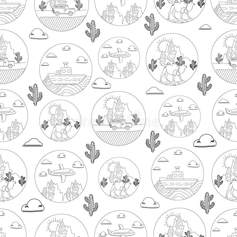 Travel pattern stock illustration. Illustration of graphic - 209650431