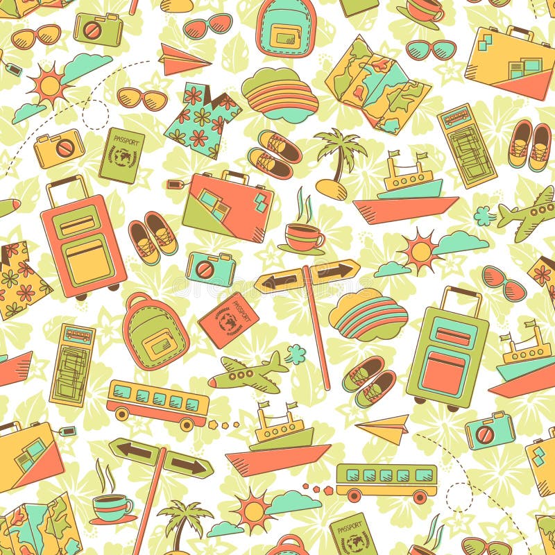 Travel background, pattern stock vector. Illustration of design - 43860082