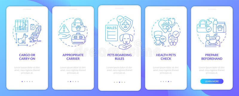 Travel with Pets Onboarding Blue Gradient Mobile App Screen Stock ...