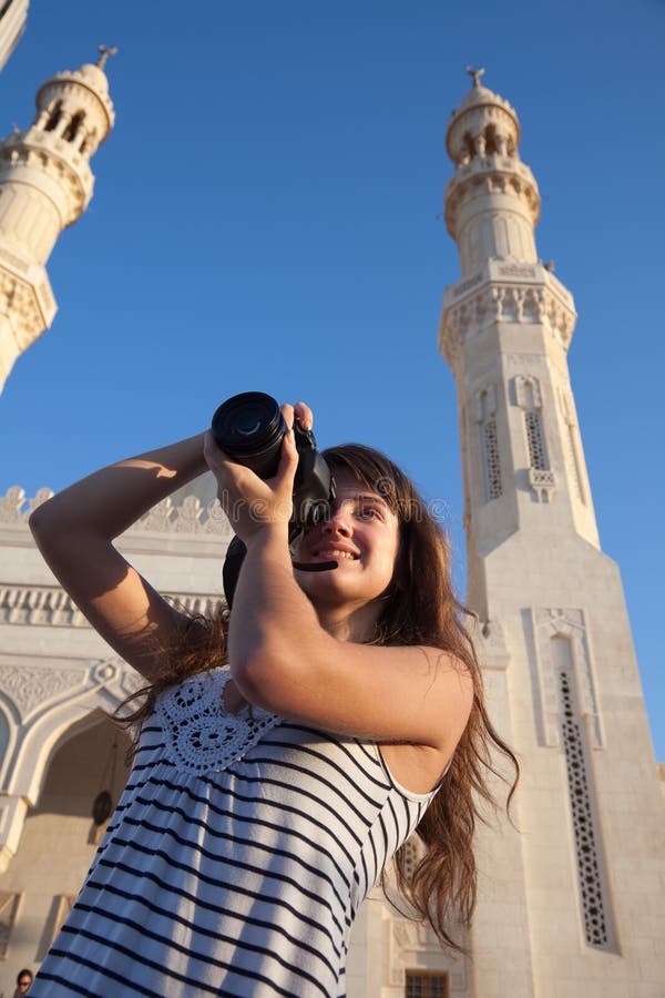 Travel Photographer with Digital Camera Stock Photo - Image of lens ...