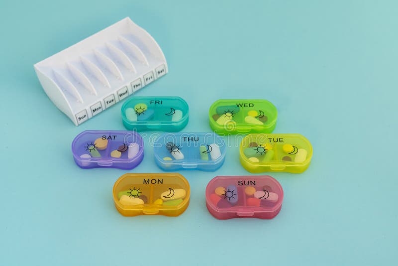 Travel Pill Boxes for 7 Days of a Week for Pill Storage Stock Photo ...