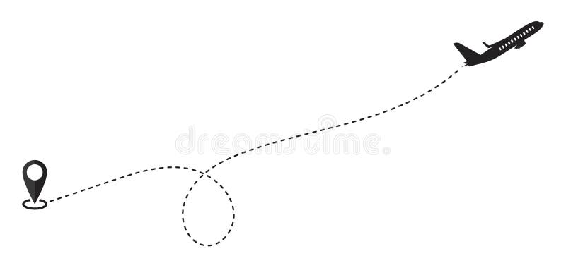 Travel Plane Path Icon or Dashed Line Vector for Airplane Path Stock ...