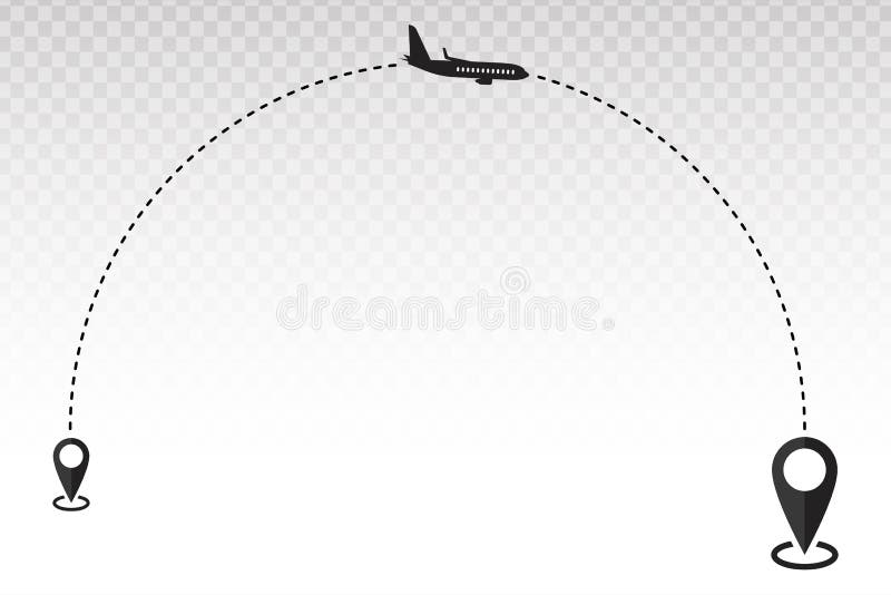 Travel Plane Start Point and Destination Points Stock Vector ...
