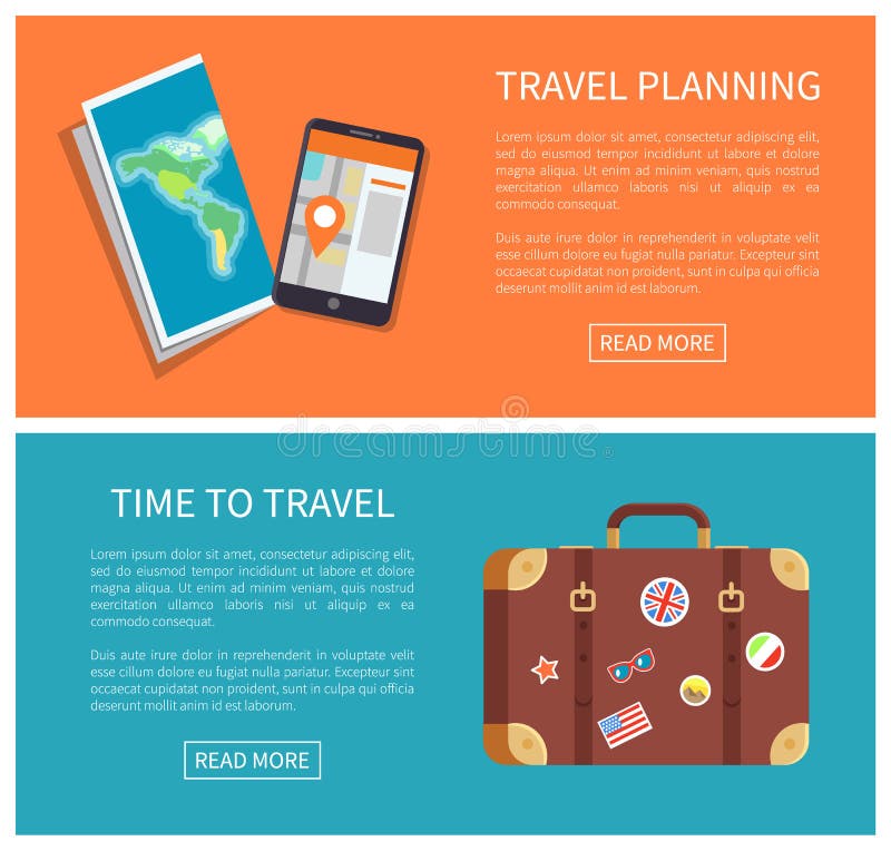 Travel Planning Web Pages Set Vector Illustration Stock Vector ...