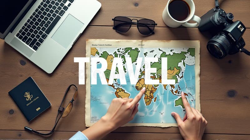 Travel Planning with World Map. Stock Illustration - Illustration of ...