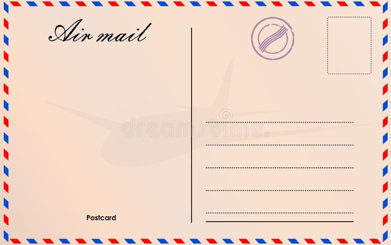 Travel Postcard Vector in Air Mail Style with Paper Texture and Stock ...