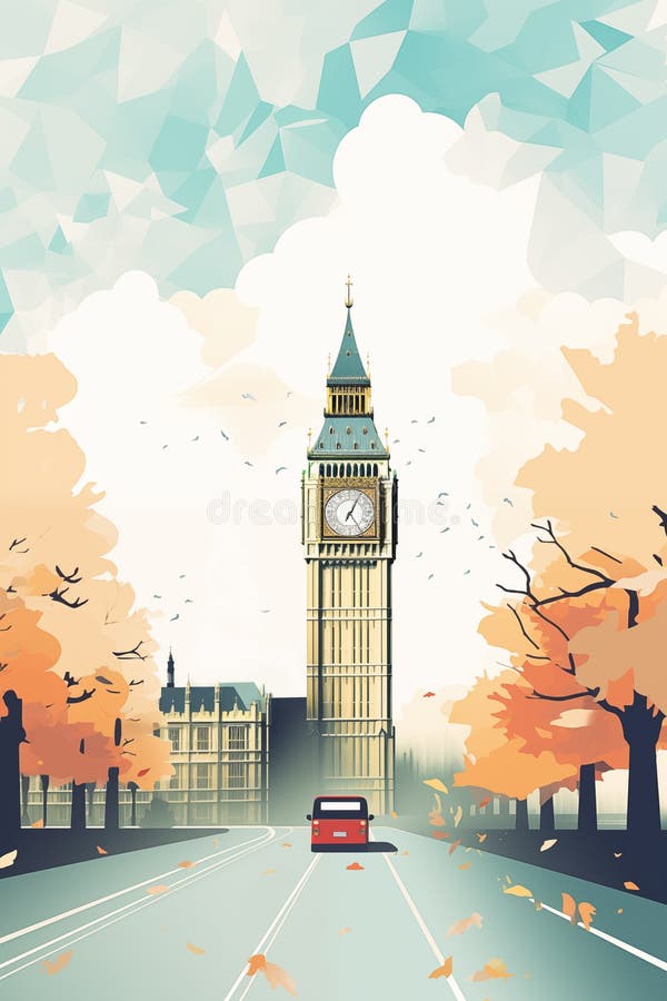 Travel Poster with Famous Big Ben, London. Ai Generated Image Stock ...