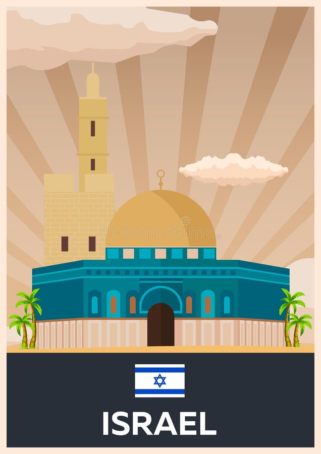 Travel Poster To Israel. Vector Flat Illustration. Stock Illustration ...