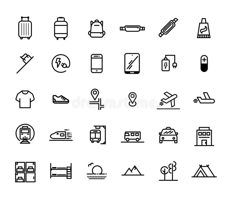 Travel Preparation and Tourism Outline Icon Set, Vector Illustration ... Travel Preparation and Tourism Outline Icon Set, Vector Illustration ...