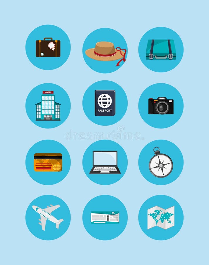 Travel related icons stock vector. Illustration of resort - 77278678