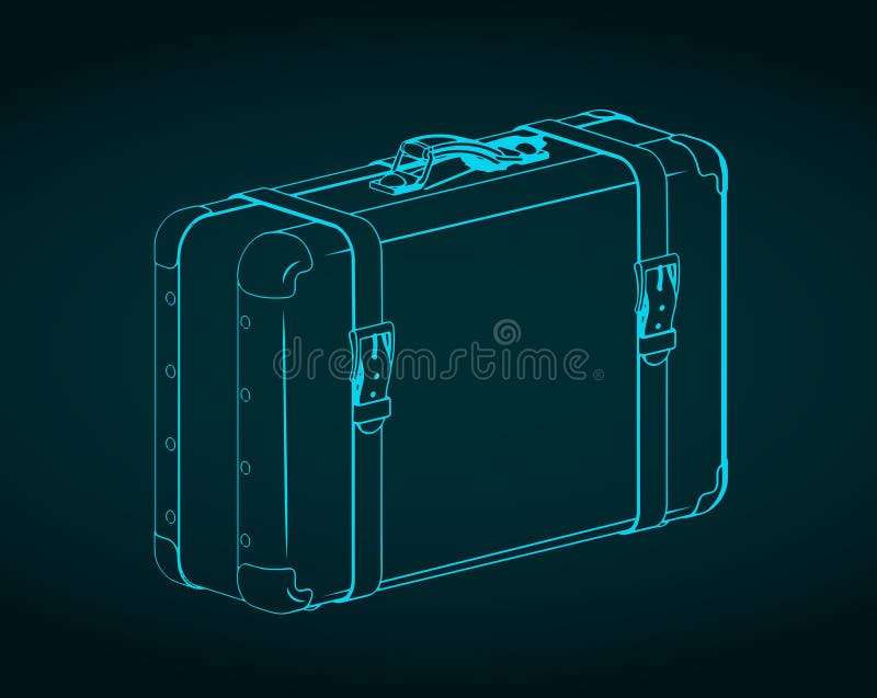 Travel Retro Suitcase Blueprint Stock Vector - Illustration of luggage ...