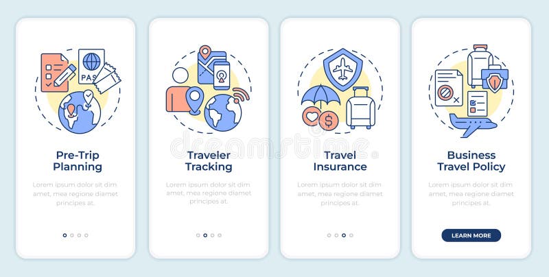 Travel Risk Management Solutions Onboarding Mobile App Screen Stock ...