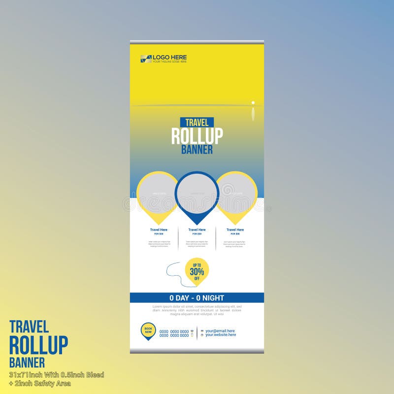 Travel Roll Up Banner Design Stock Illustration - Illustration of ...