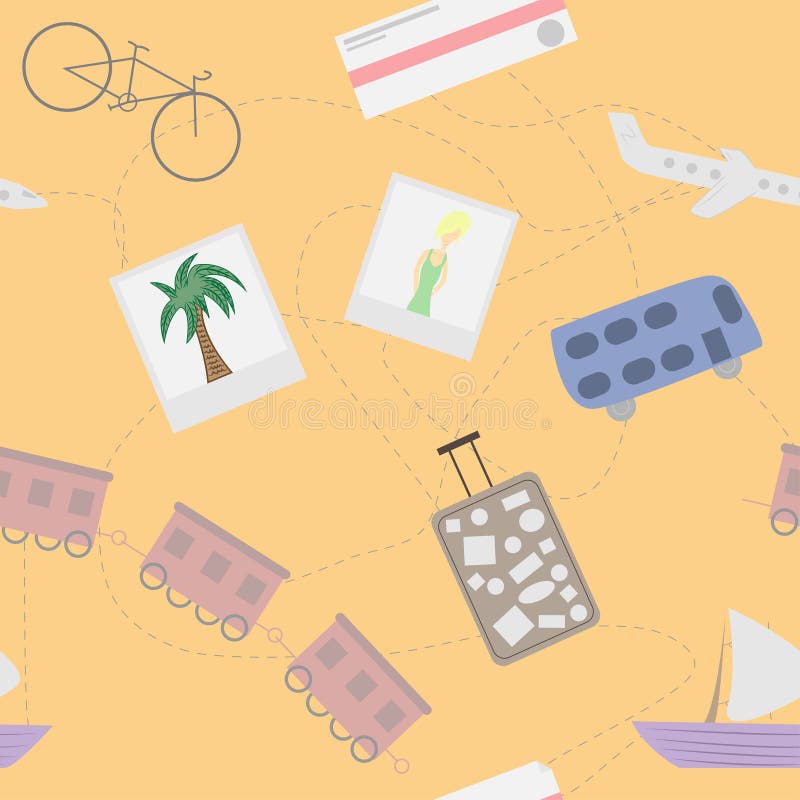 Travel seamless pattern stock illustration. Illustration of plane ...