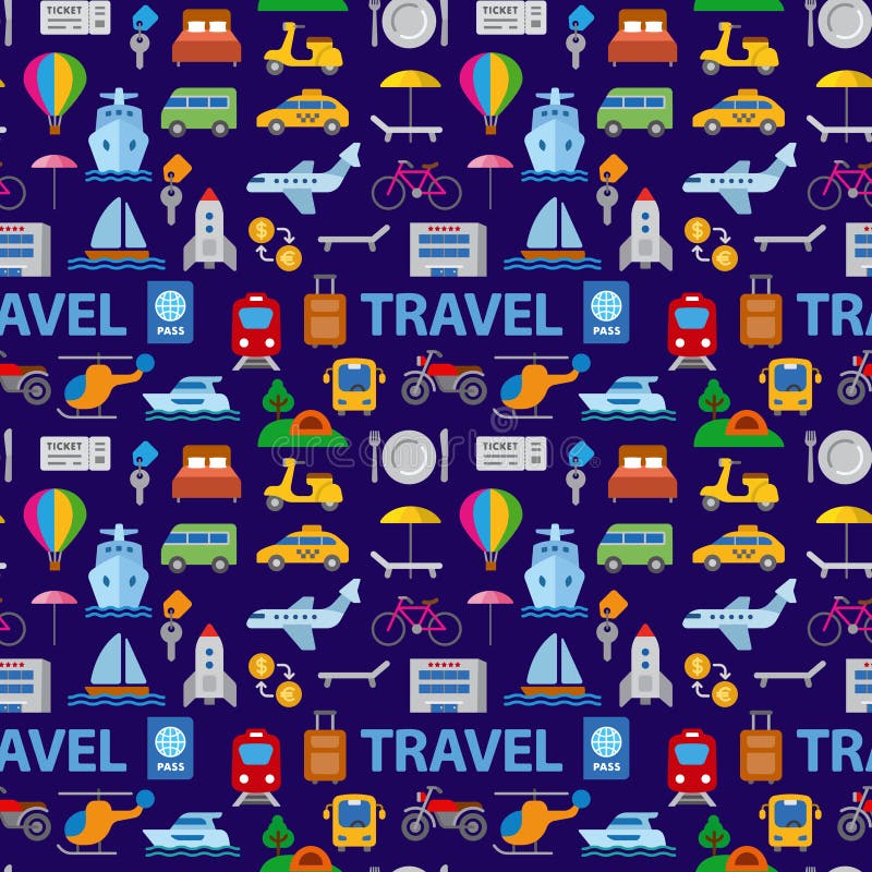 Travel seamless pattern stock vector. Illustration of sign - 147999546