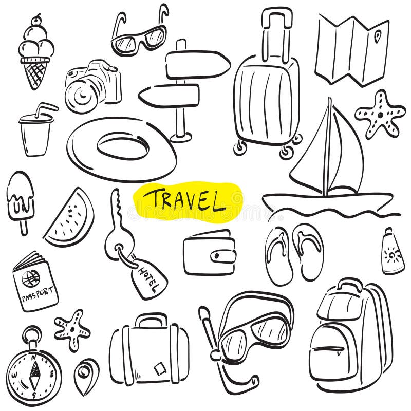 Beach Bag Line Drawing Background Stock Illustrations – 258 Beach Bag ...