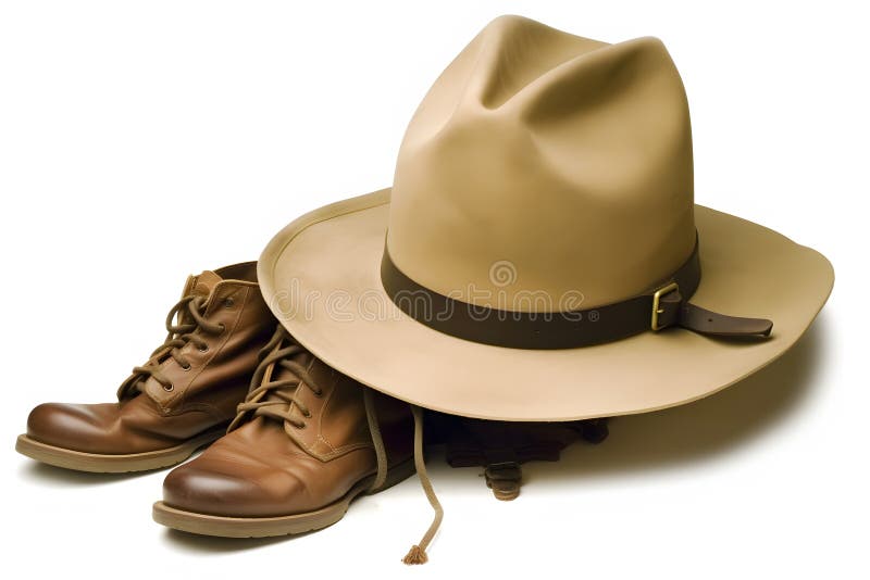 Travel Set Isolated on White Background. Hat, Backpack and Boots Stock ...