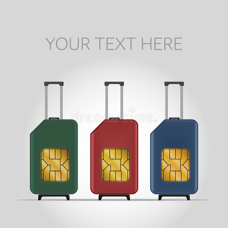 Travel SIM Illustration. Roaming. Luggage. Stock Vector - Illustration ...