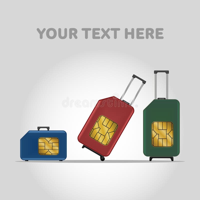 Travel SIM Illustration. Roaming. Luggage. Stock Vector - Illustration ...