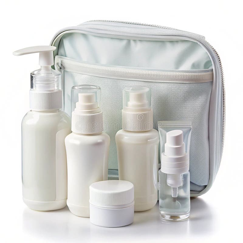 Travel Size Skincare Kit on White Background Stock Illustration ...