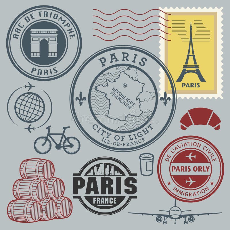 Travel stamps set stock vector. Illustration of cargo - 49296098