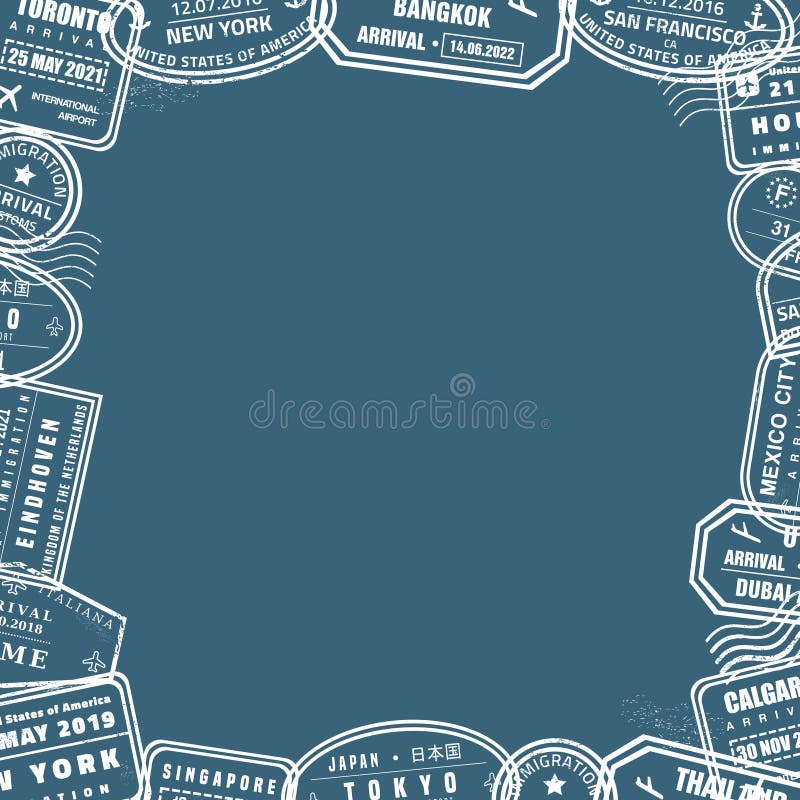 Travel Stamps Vector Border Stock Vector - Illustration of style, retro ...