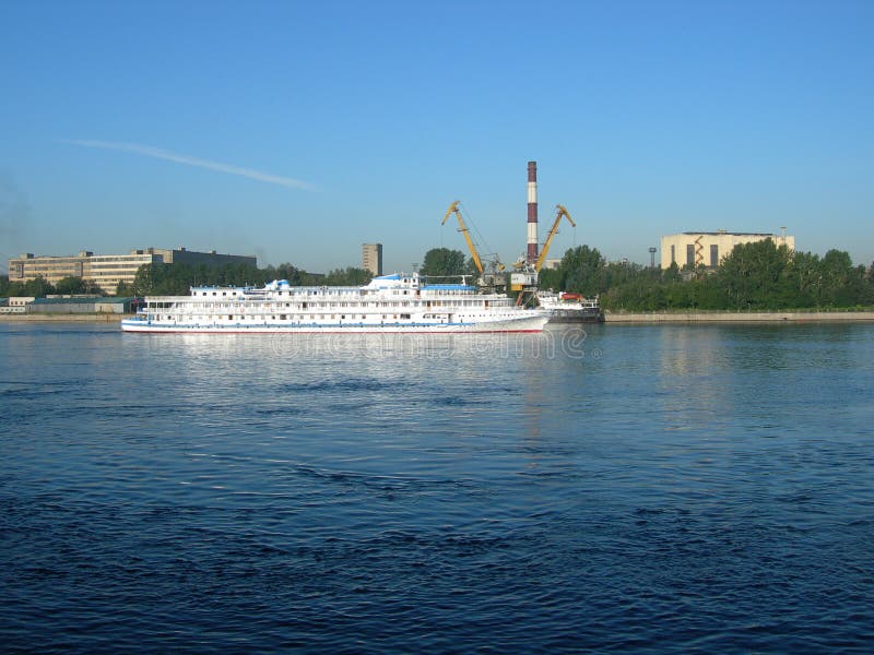 Travel by the Steam-ship on the River. Stock Image - Image of ...