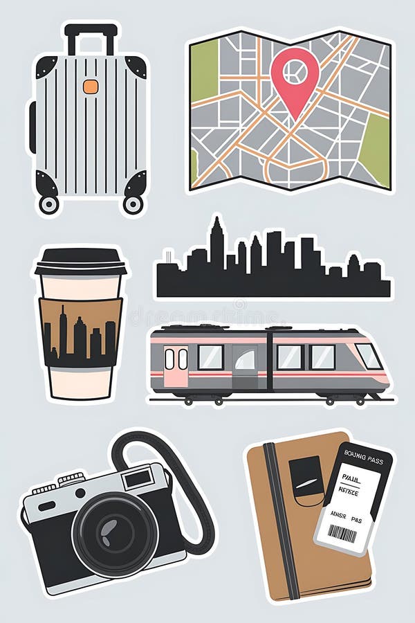 Travel Sticker Collection Bundle Illustration Stock Illustration ...