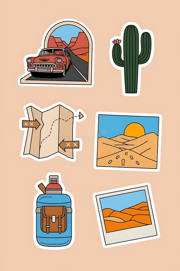 Travel Sticker Collection Bundle Illustration Stock Illustration ...