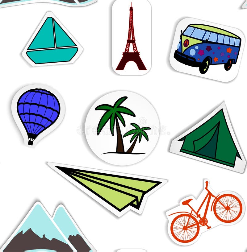 Travel Sticker Paper Application Pattern_seamless Stock Illustration ...