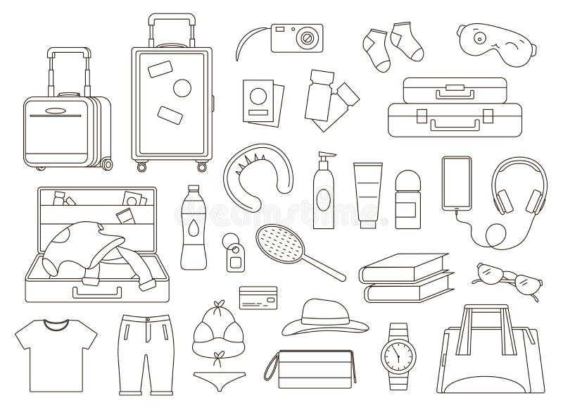 Travel Stuff Tourism Vacation Stock Vector - Illustration of brush ...