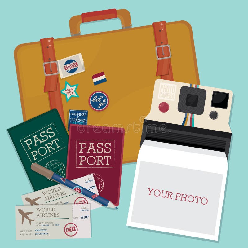 Travel stuff template stock illustration. Illustration of cute - 93249345