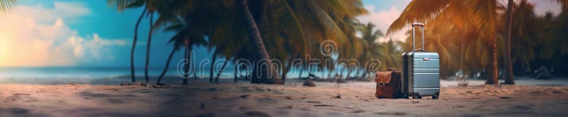 Travel Suitcase Beach Header. Generative AI Stock Illustration ...