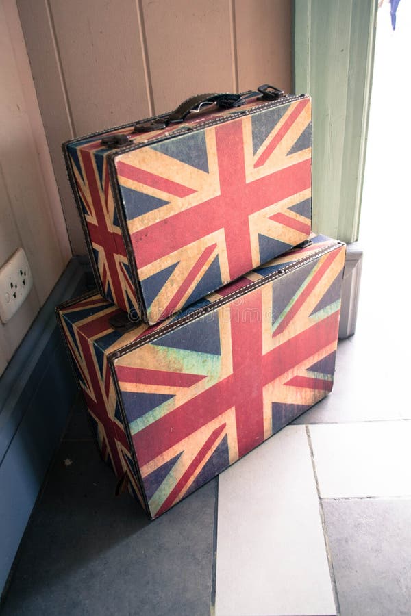 Travel Suitcase British Flag Pattern Stock Photo - Image of retro ...