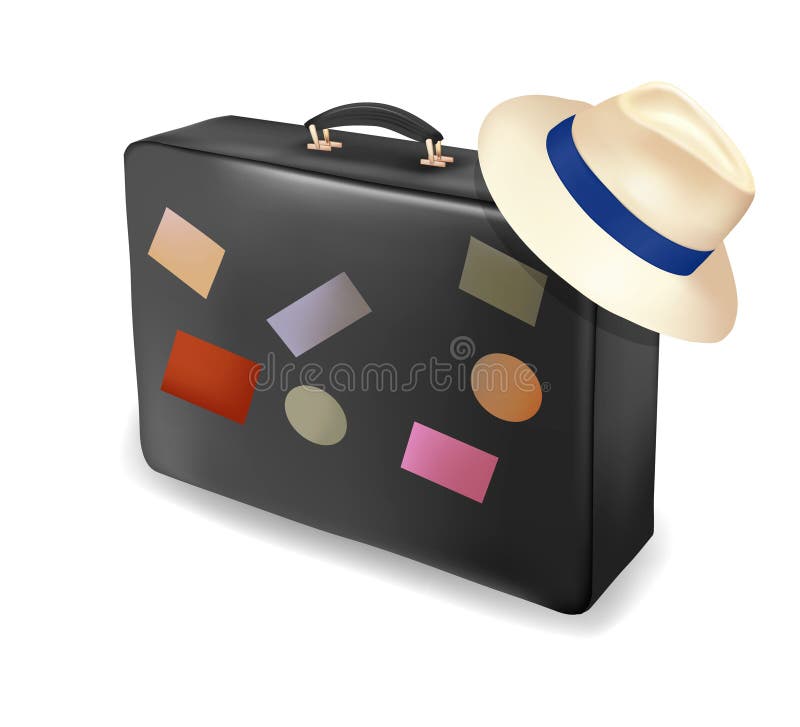 Travel Suitcase and a Hat. Vector Stock Vector - Illustration of ...