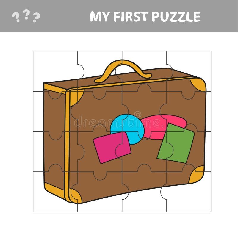 Travel Suitcase - Jigsaw Puzzle Game for Kids, Worksheet. Stock Vector ...
