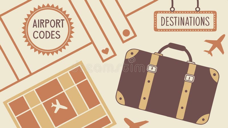 Travel Suitcase and Tags, Airport Codes, and Vacation Theme Vector ...