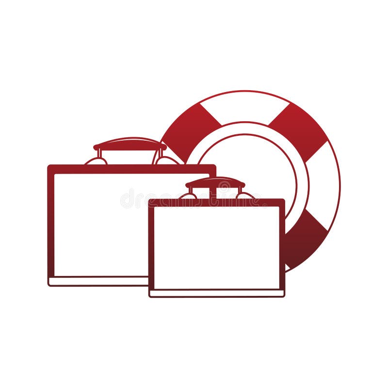 Travel Suitcases and Float Red Lines Stock Vector - Illustration of ...