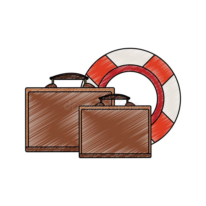 Travel Suitcases and Float Scribble Stock Vector - Illustration of ...