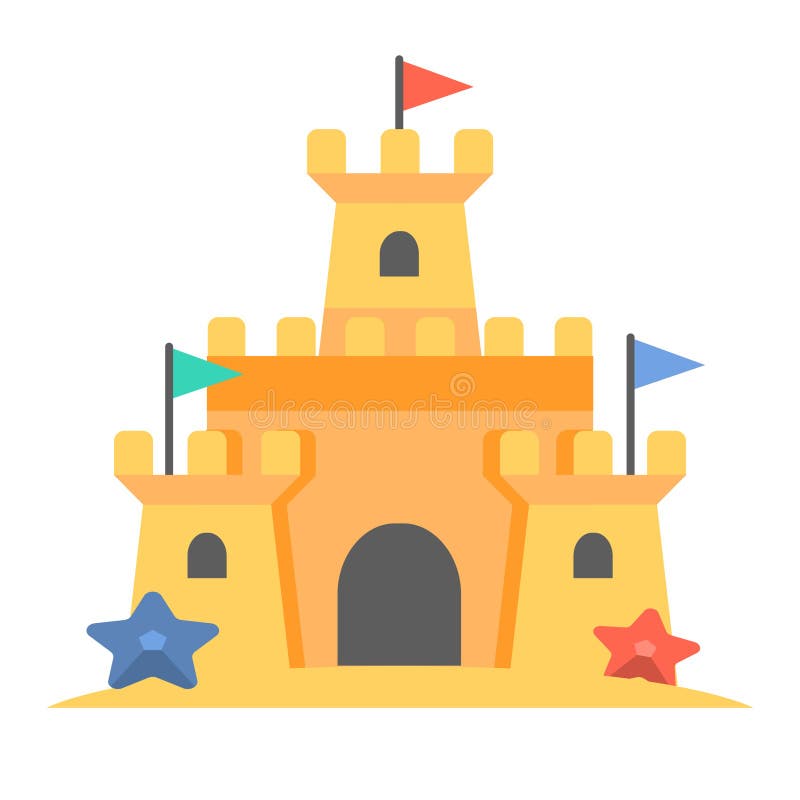 Travel Summer Sandcastle Illustration Icon Stock Vector - Illustration ...