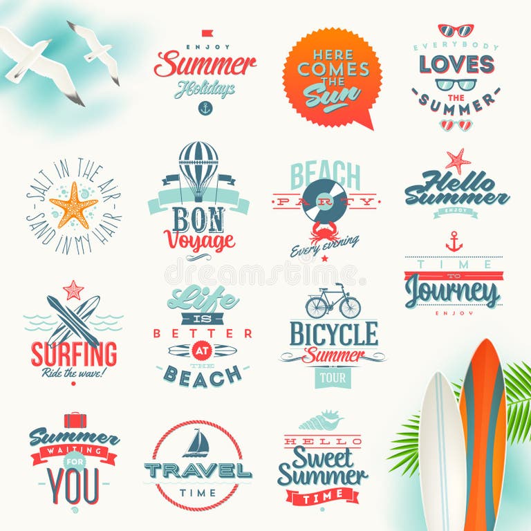 Travel and Summer Vacation Type Design Stock Vector - Illustration of ...