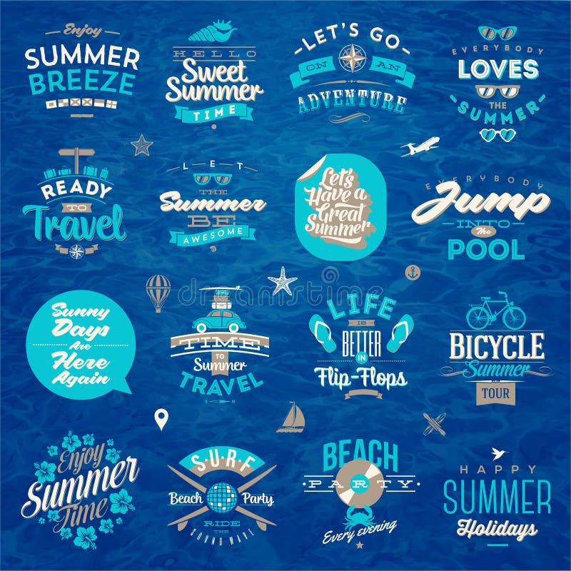 Set of Summer Vacation and Travel Type Design Stock Vector ...