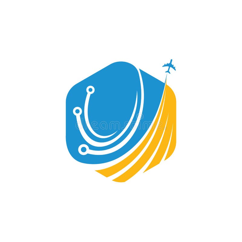 Travel Tech Vector Logo Design. Stock Vector - Illustration of holiday ...