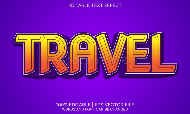 Travel Text Effect Design Template Stock Vector - Illustration of ...