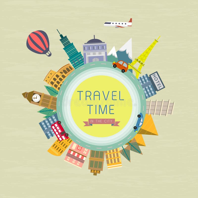 Travel Time Concept in Flat Design Stock Vector - Illustration of life ...