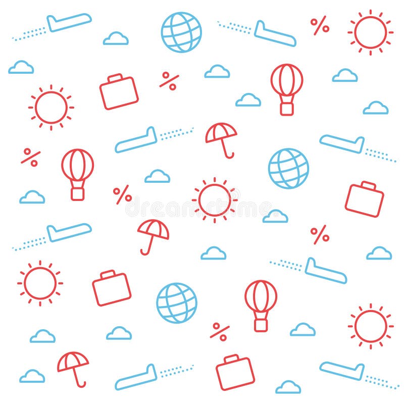 Travel Time. Flat Line Art Pattern. Vector File. Stock Vector ...