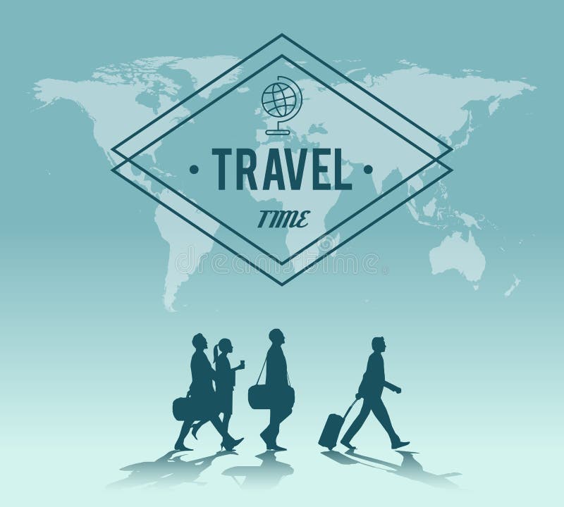 Travel Time World Map Backgroud. Stock Illustration - Illustration of ...